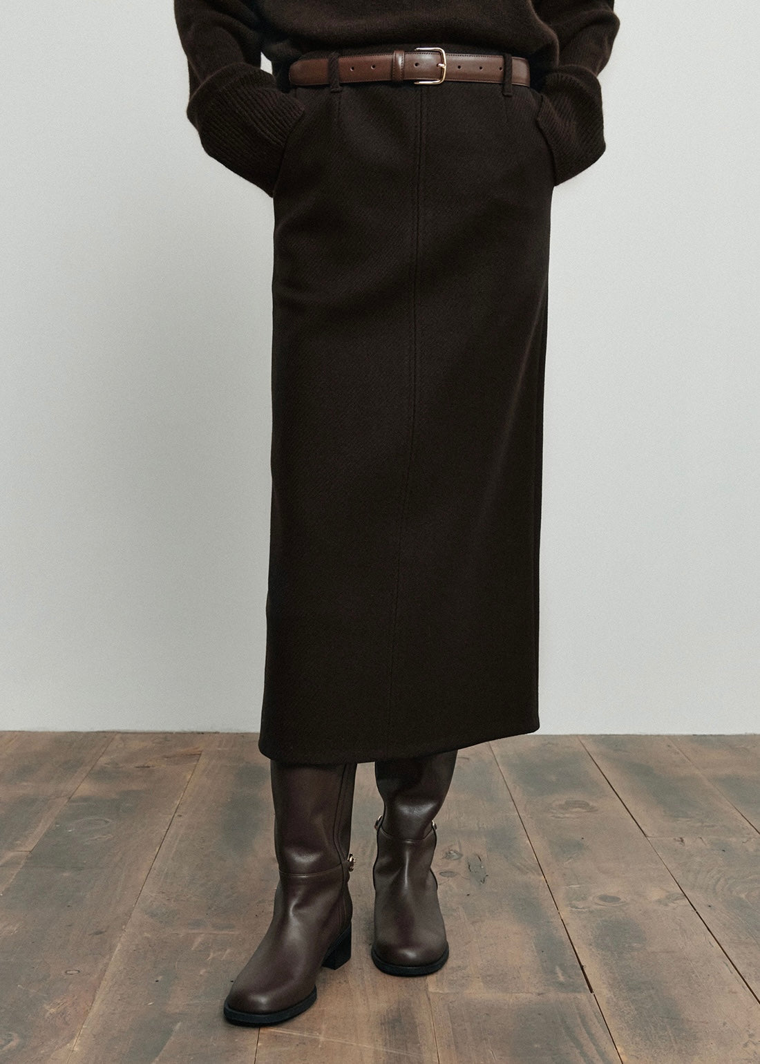 ELBORN | Bellissa Wool Long Skirt (Brown) Expected ship to 11/28/2025 – YEAR END