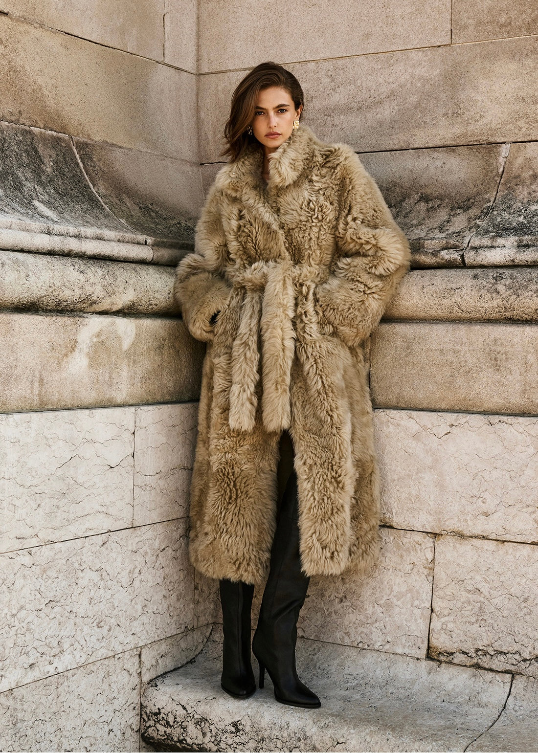 ELBORN | Derby Toscana Fur Long Coat (Beige) – YEAR END